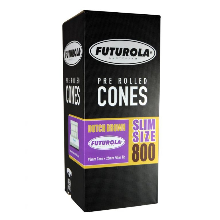 98 mm Brown Futurola Dutch Pre Roll Cones Slim Size - 800 Count